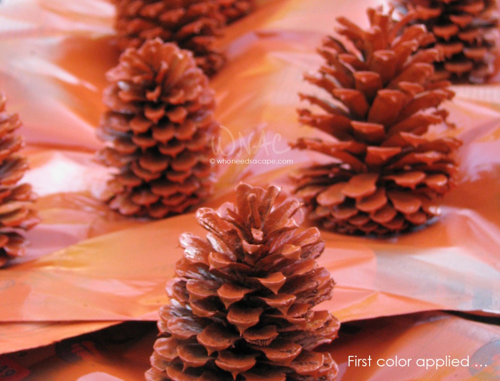 DIY Candy Corn Pine Cones - Who Needs A Cape?