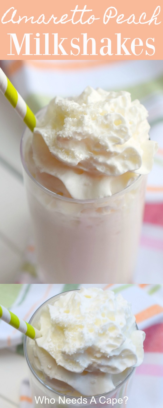 Boozy Amaretto Peach Milkshakes